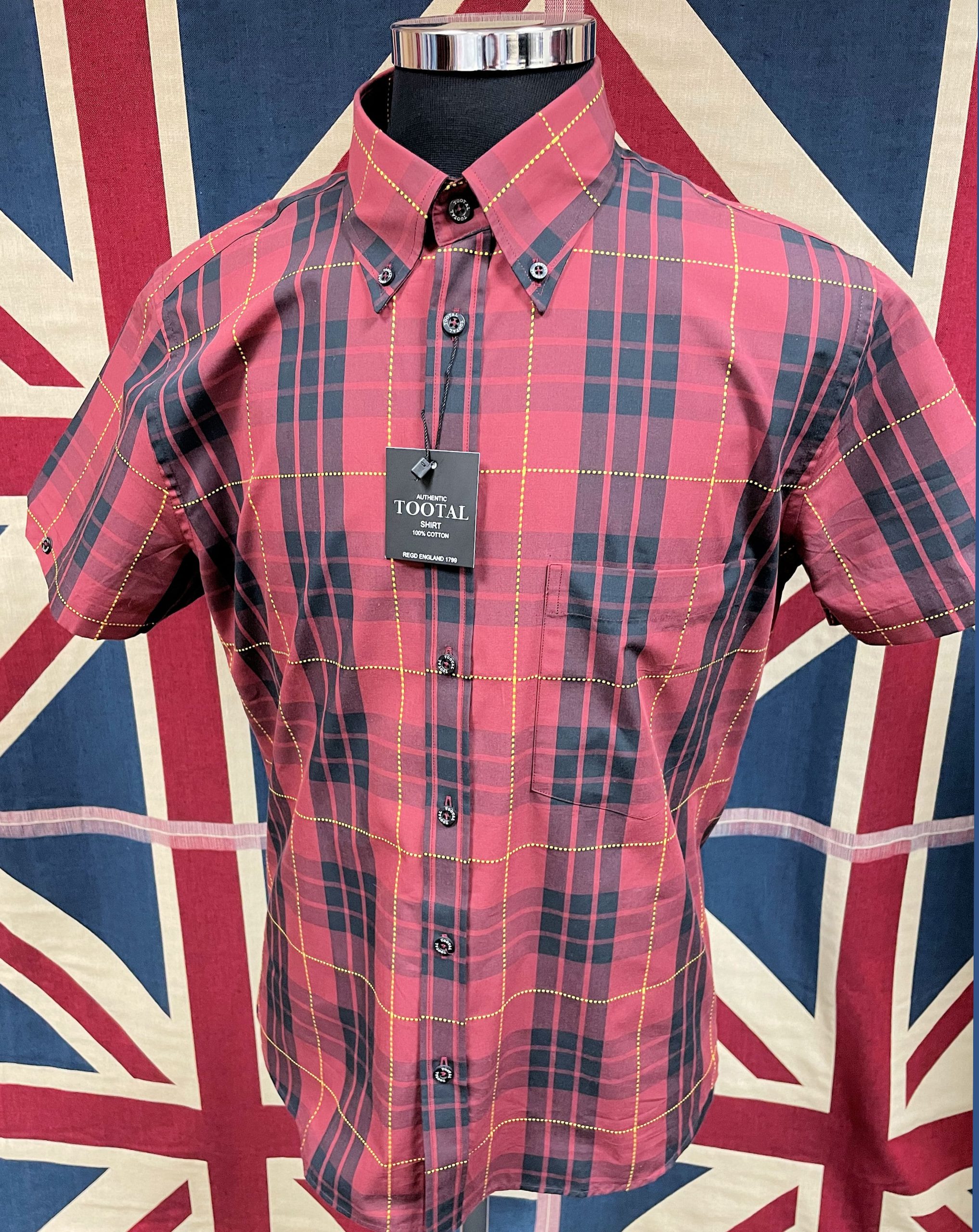 Tootal Slim Fit Oxblood Stitch Check Cotton Shirt | Tootal